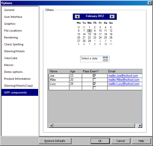 Revit Options Dialogue With Add In Defined Custom Tab Using Wpf Controls